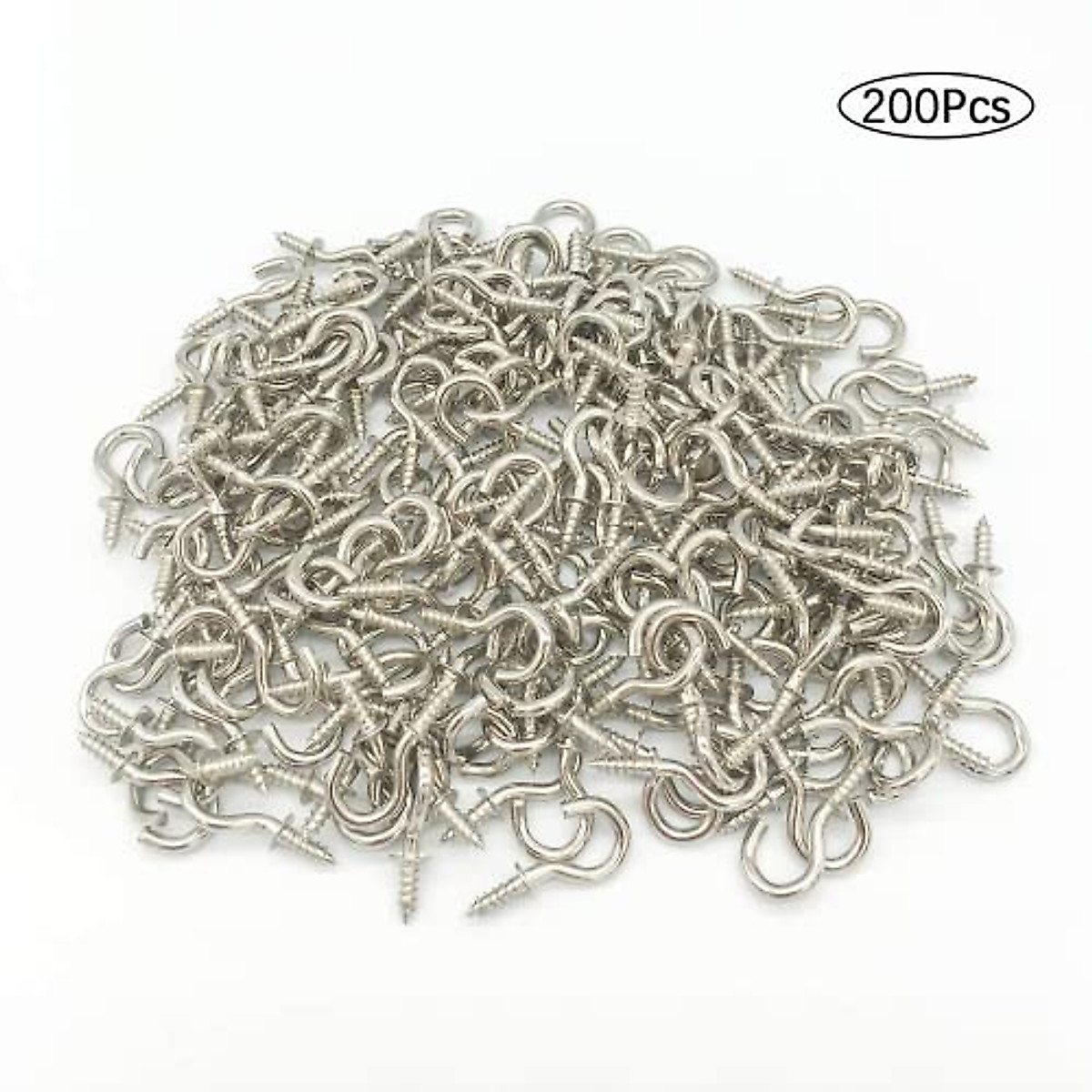 Mini Ceiling Screw Hooks, 200 Pieces 1/2 Inch Cup Hooks Screw-in Hooks for Hanging Plants Mug Arts Decorations，Silver
