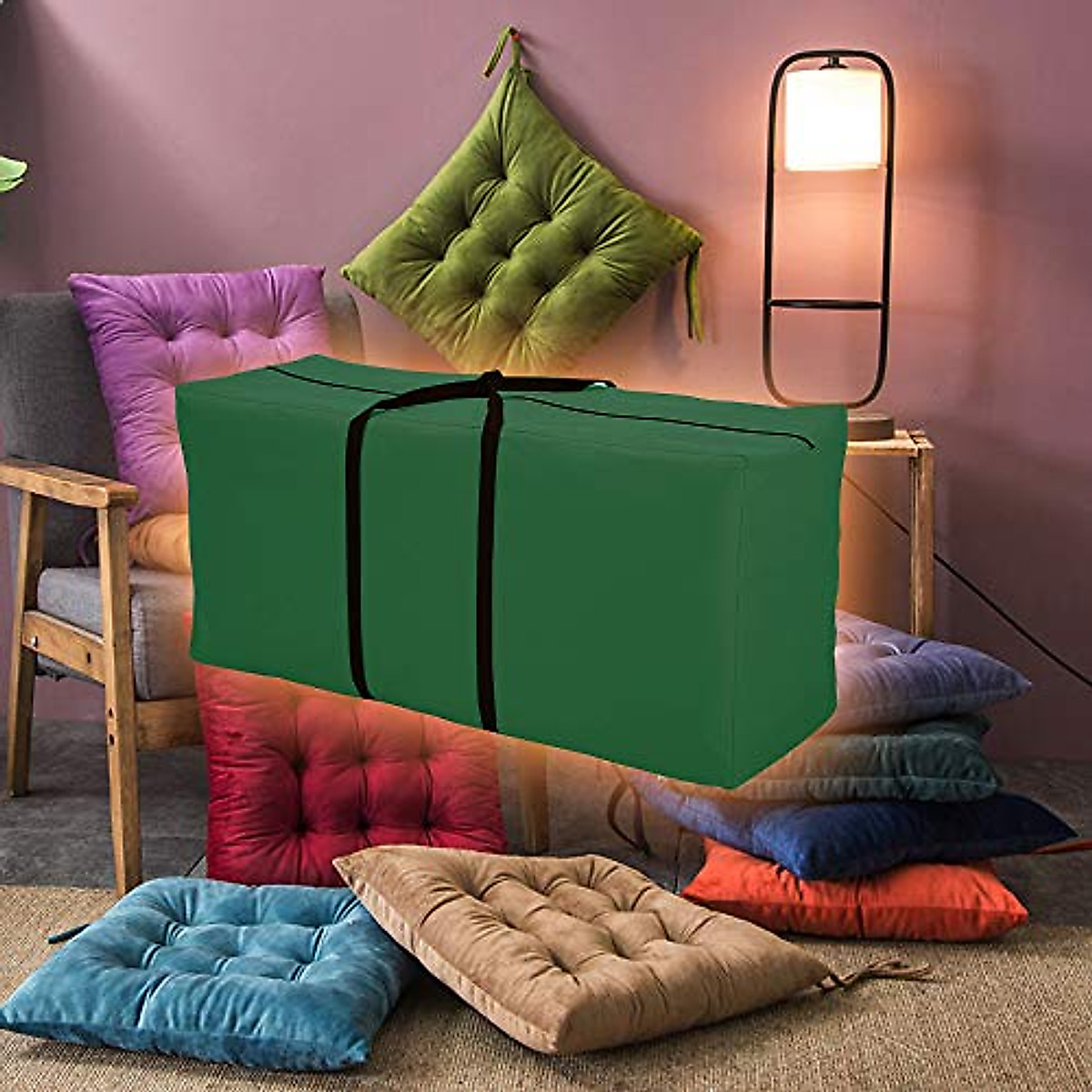 Orqihod Outdoor Cushion Covers and Storage Bag, 68”x30“x20”Extra Large Patio Furniture Seat Cushions Carrying Bag, Green, Waterproof