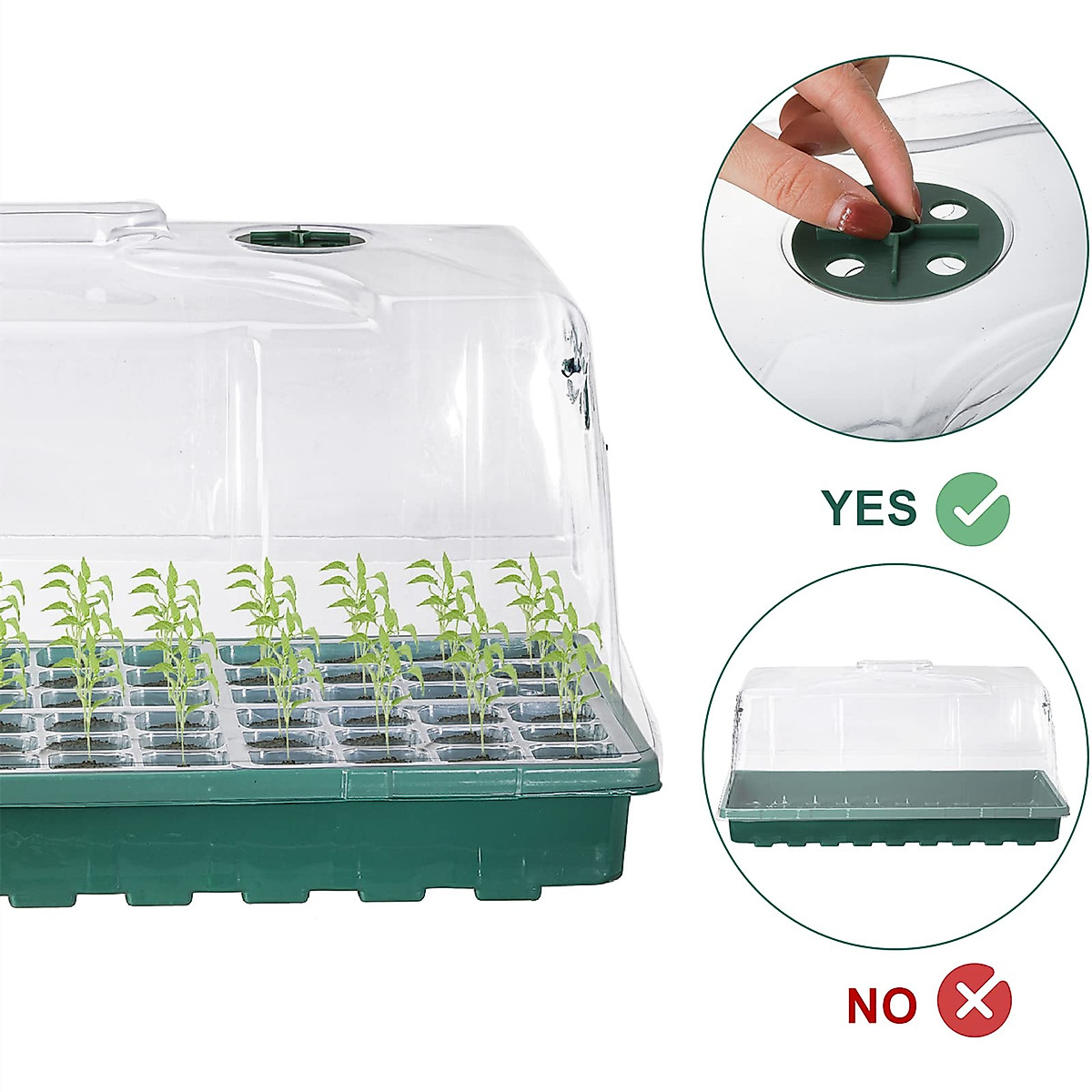 DEAYOU 2-Pack Seed Starter Tray with Humidity Dome and Base, 144 Cells Adjustable Seedling Starting Clone Tray, Garden Propagator Germination Kit with Plant Tags for Indoor Hydroponic Plants Growing