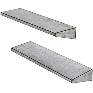 MyGift Silver Galvanized Metal Floating Shelves for Wall, Decorative Display Shelf, Set of 2