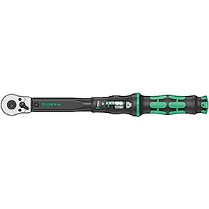 Wera - 5075611001 "Click-Torque B 2 torque wrench with reversible ratchet, 3/8"" x 20-100 Nm", black/green