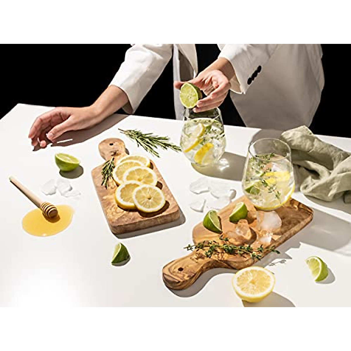 SOLTAKO Olive Small Cheese Boards, Set of 2 Small charcuterie Boards with Handle, Set of Mini charcuterie Boards, Cutting Boards for Kitchen, Butter Board Set, Handmade, 11.4"x4.9"