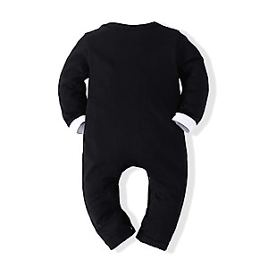 Kimocat Baby Boy Romper Tuxedo Jumpsuit Gentleman One-Piece Button-Down Bowtie Wedding Suit Bodysuit