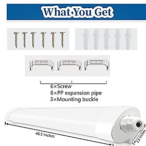 Super Bright LED Ceiling Light Fixture 4FT, 5000K Utility Shop Lights, IP66 Waterproof Garage Light,Ceiling and Under Cabinet Light, 48W 5200LM Tube Light for Garage Hallway Kitchen Workbench Office