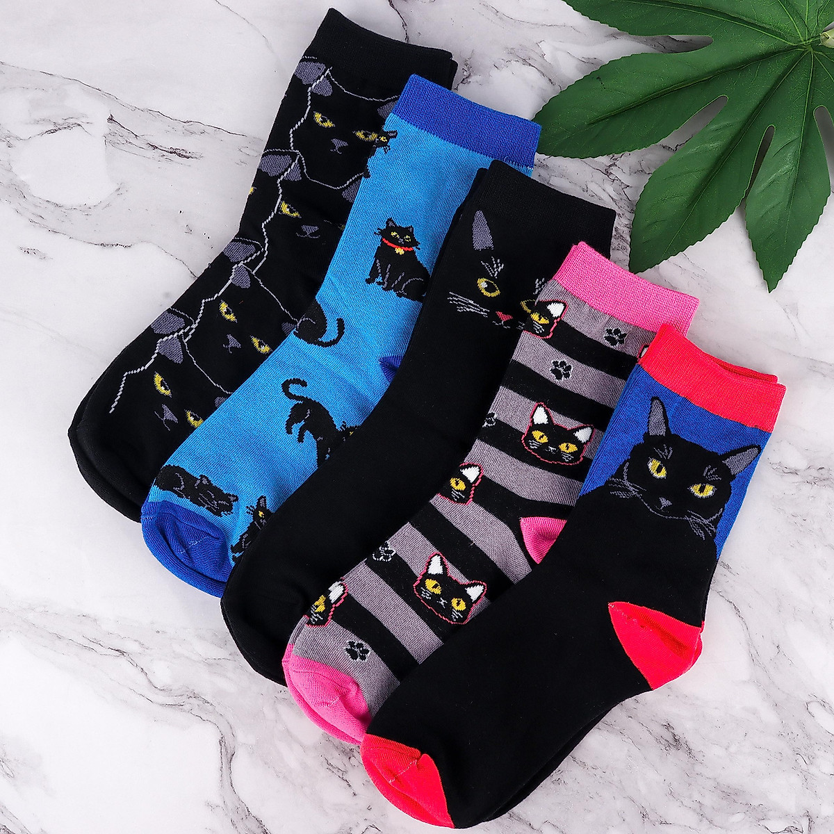 Belloxis Black Cat Socks for Women - Cat Lovers Gifts, Cozy Boot Socks, Cute Slouch Socks for Girls, Comfy Birthday Gifts for Teenage Girls