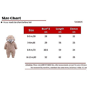 YAMEN Newborn Baby Boy Girl Sleepers Infant Snowsuit Bodysuit Footie Fleece Romper Toddler Winter Outfits 0-3 Months Pink