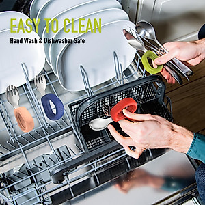 Yimido Toddler Utensils Baby Utensils Toddler Forks and Spoons Baby Forks and Spoons Set Kids Stainless Steel Silverware Set Children Safe Forks and Spoons self feedig-Dishwasher Safe(Red+Blue)