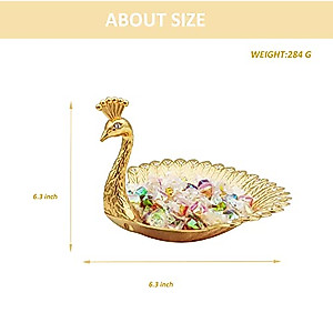 DINLiAN S Creative Gold Peacock Candy Dish Fruit Bowl,Decorative Bowl For Keys And Wallet,Key Holder Bowl For Entryway Table,Jewelry And Sundries Storage Dish for Home Decoration