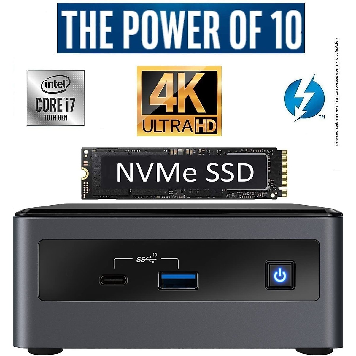 Intel NUC NUC10i7FNH1 Mini PC/HTPC, Six-Core i7- Up to 4.7GHz, DDR4 RAM Expandable up to 32GB + 1TB Name Brand NVMe M.2 SSD, WiFi, Bluetooth 5.0, Thunderbolt 3, 4K Support, Triple Monitor Capable