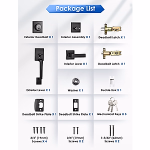 ELAMOR Front Door Handle with Deadbolt Set, Oil Rubbed Bronze, Adjustable Latch, Easy Installation, Durable Zinc Alloy, Modern Style