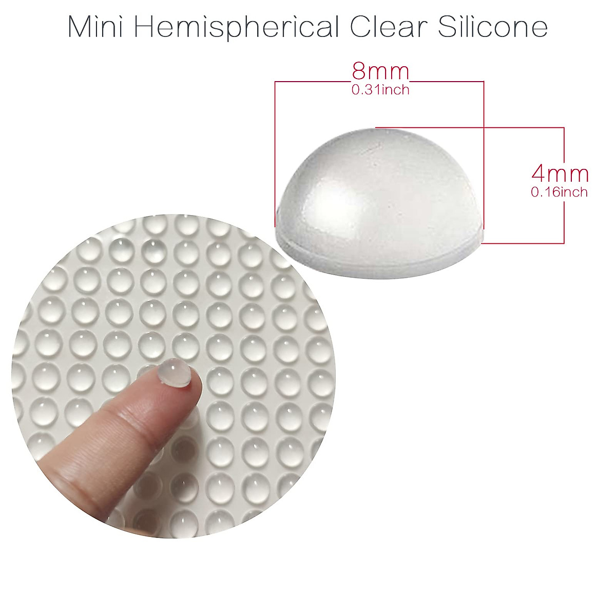 Door Stoppers for Wall, 8 * 4mm Door Knob Wall Protector 100pcs Small Hemispherical Quiet Soft Clear Silicone Shock Absorbent Door Wall Protector