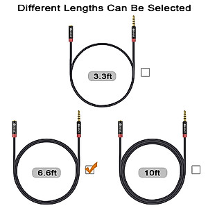 Devinal 3.5mm TRRS Headphone Extension Cable, 1/8" inch Female 4-Pole to Male Extension Cord, Mini-Jack Aux Stereo Audio Connector 6.6Ft/2M (2 Pack)