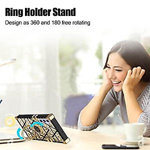 CCSmall Square Phone Case for Samsung Galaxy A34 5G with Ring Kickstand for Women Girly, Cute Elegant Metal Decoration Corner Soft TPU Case Cover for Samsung Galaxy A34 5G BF Plaid Gold