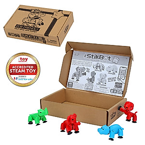 Zing Stikbot Safari 4 Pack, Set of 4 Stikbot Collectable Action Figures, Includes 1 Lion, 1 Elephant, 1 Hippo, and 1 Rhino, Create Stop Motion Animation