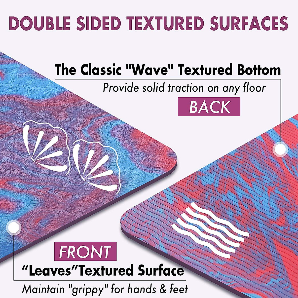 AIMERDAY Non Slip Yoga Mat Eco Friendly TPE Exercise Mat Premium Print 1/4 Inch Thick High Density Lightweight Pilates Mat with Carrying Strap for Floor Workout, Fitness & Hot Yoga 72" x 24"