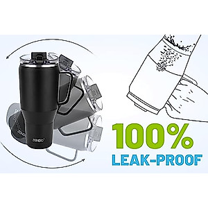Zenbo 40 oz Tumbler with Handle –Keeps Drinks Cold up to 34 Hours,Leak Proof Lid and Straw -Insulated Tumbler Sweat Proof,Dishwasher Safe