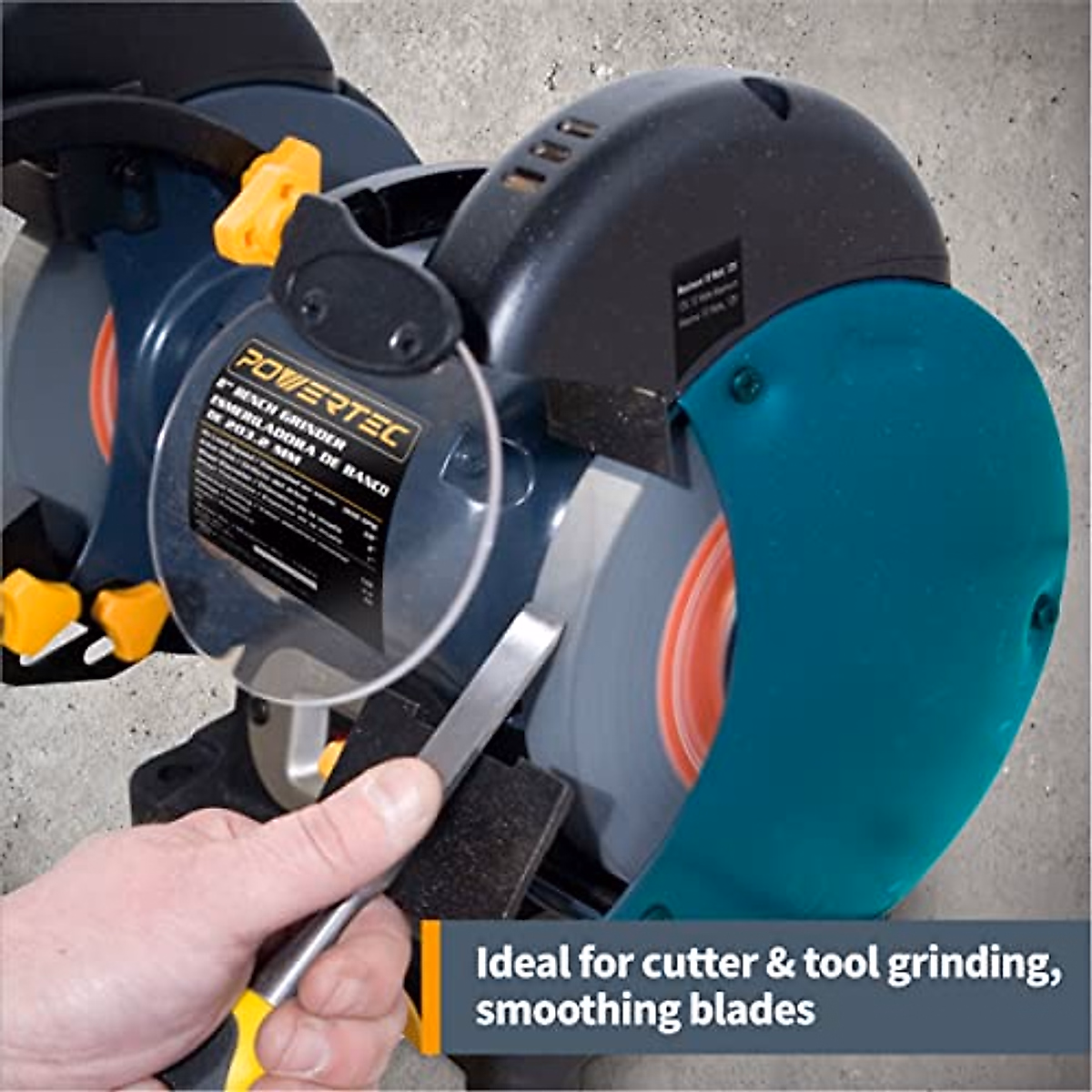 POWERTEC 15521 Bench and Pedestal Grinding Wheels, 8 Inch x 1 Inch, 5/8 Arbor, 80 Grit, Aluminum Oxide Bench Grinder Wheel for Bench Grinder, 1 Pack