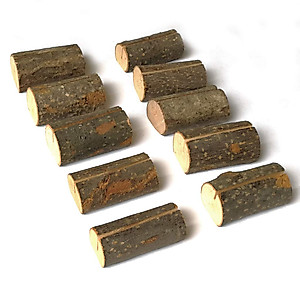 30 Pcs Rustic Wood Place Card Holders Party Wedding Table Numbers Cards Holder Stand Wooden Bark Memo Holder (C)