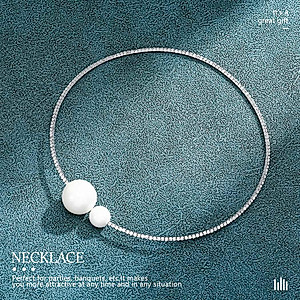 Jeairts Cystal Pearl Choker Necklace Silver Rhinestone Adjustable Necklaces Fashion Necklace Jewelry Party Gifts Costume Accessories for Women and Girls