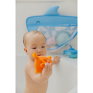 Oceana Bath Toy Organizer with Suction Cups by Copper Pearl: Extra-Large Mesh Bath Toy Holder for Bathtub, Quick-Dry Bath Toy Storage Net, Convenient Bath Toy Net for Tub - Finn