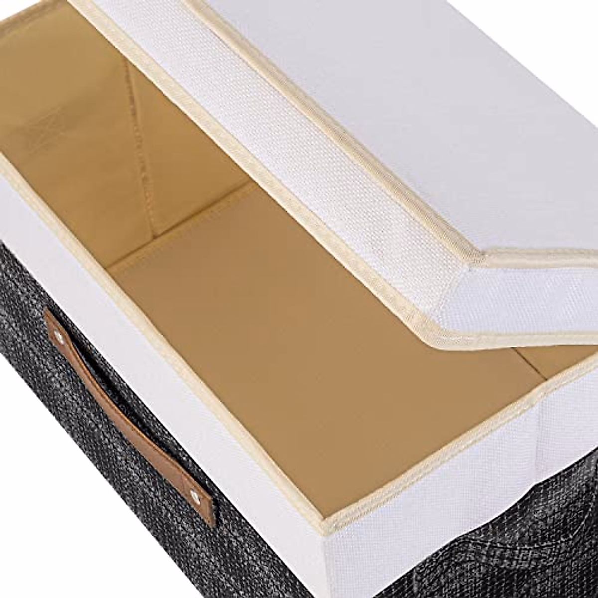 TYEERS Collapsible Storage Bins with Lids, Patchwork Design, Washable, Fabric Decorative Storage Boxes for Organizing, 14.9x9.8x9.8 inches, 3 Pack, Black