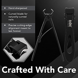 Rhône Instruments Nail Clippers - 420J2 Surgical Grade Japanese Steel, Extra Wide Jaw, Cuts Thick Nails, Professional Sharp Curved Fingernail and Toenail Clipper for Manicure & Pedicure