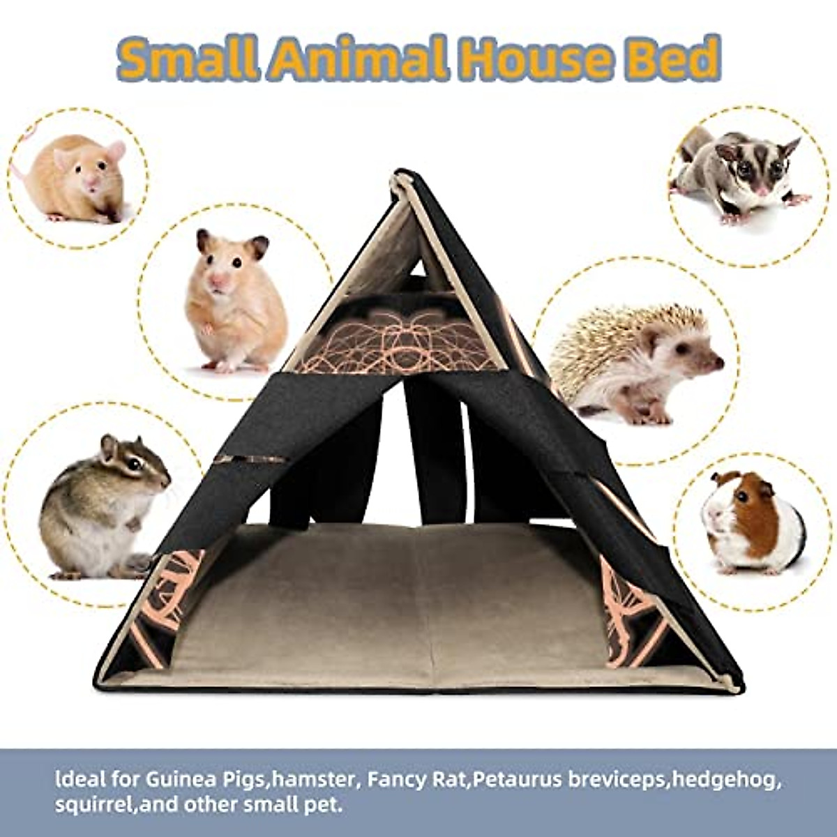 Y-DSIWX Guinea Pig Hideout House Bed, Magic Texture Art Rabbit Cave, Squirrel Chinchilla Hamster Hedgehog Nest Cage