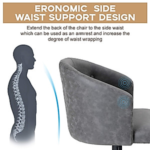 ALPHA HOME Swivel Bar Stool Adjustable Airlift Counter Height Bar Stool Kitchen Dining Cafe Hydraulic PU Leather Bar Chair with Padded Back and Chromed Metal Base, Grey.1PC