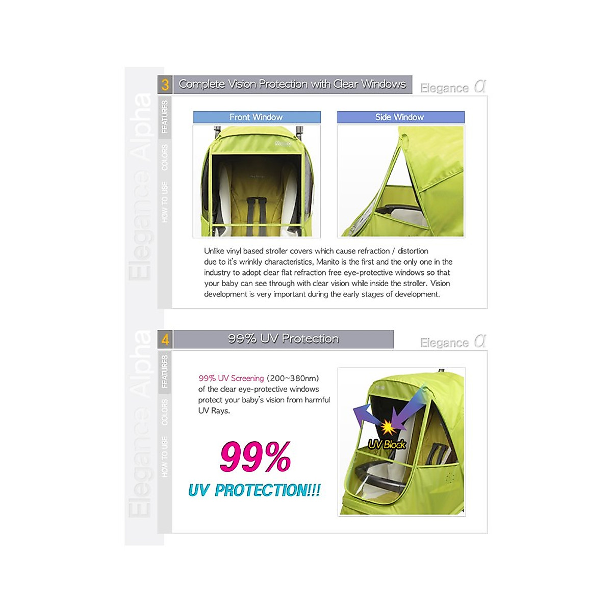 Manito Elegance Alpha Stroller Weather Shield/Rain Cover - Red