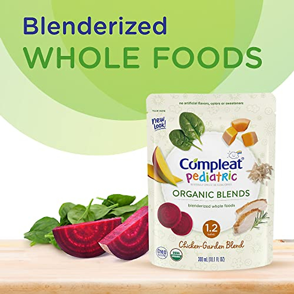 Compleat Pediatric Organic Blends Chicken-Garden, 10.1 fl oz Pouch, 24 Count