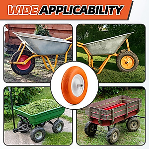 UniversalY Fit, Flat Free Wheelbarrow Tire - Fits all 5/8" OR 3/4" HUB - 5 Year Warranty