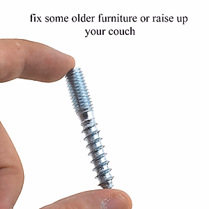 Yadaland M8x50mm Length Hanger Bolts with Slots Inserted Easily Convenient Adjust Sturdy Connection Double Headed Self Tapping Screw Carbon Steel 7 PCS for Furniture Frame Raise up Couch Legs