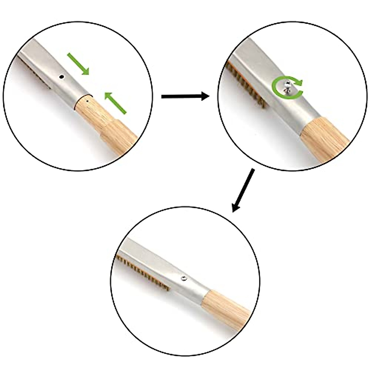 Mauncode 21 Inch Pizza Stone Brush with Scraper - Perfect Cleaning Tool for Outdoor Portable Pizza Oven, with Wood Handle & Brass Bristles