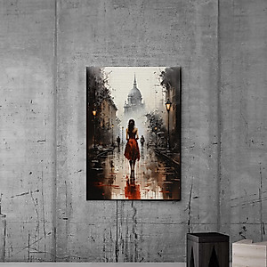 Framed Abstract city landscape Canvas Wall Art, Nature Prints Modern Home Artwork for Living Room, Nature Abstract city landscape Wall Art, Modern Living Room Decor, Abstract city landscape Wall Art
