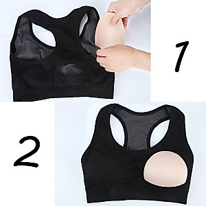 SERMICLE Bra Inserts 4 Pairs, Bra Pads Sewed Stitched Removable for Sports Bra B/C,C/D & D/E Cup Optional (Beige Semicircle, D/E Cup)
