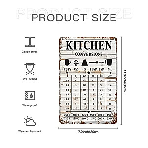 Jzzang Funny Kitchen Quote Metal Tin Sign Wall Decor, Farmhouse Rustic Kitchen Conversions Sign for Home Decor Gifts 8x12 Inch