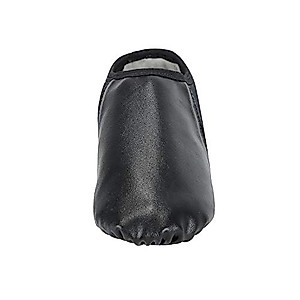 Linodes Unisex PU Leather Upper Slip-on Jazz Shoe with Circle Elastic for Women and Men's Dance Shoes-Black-7.5M