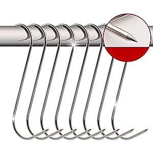 MUFEDAT Meat Hooks 20Pcs ,5.9 '' Premium Stainless Steel Butcher Hook Smoking Hooks,Meat Processing for for Hot and Cold Smoking,Chicken Hunting Smoking Ribs,Hanging,Drying,BBQ(5.9inch 20Pcs)