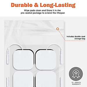 24 Pack 2''x2'' TENS Unit Replacement Pads Reuse More Than 45 Times, Premium Self-Adhesive Electrodes Patches with Non-Irritating Design for Electrotherapy, Compatible with AUVON TENS, TENS 7000 etc