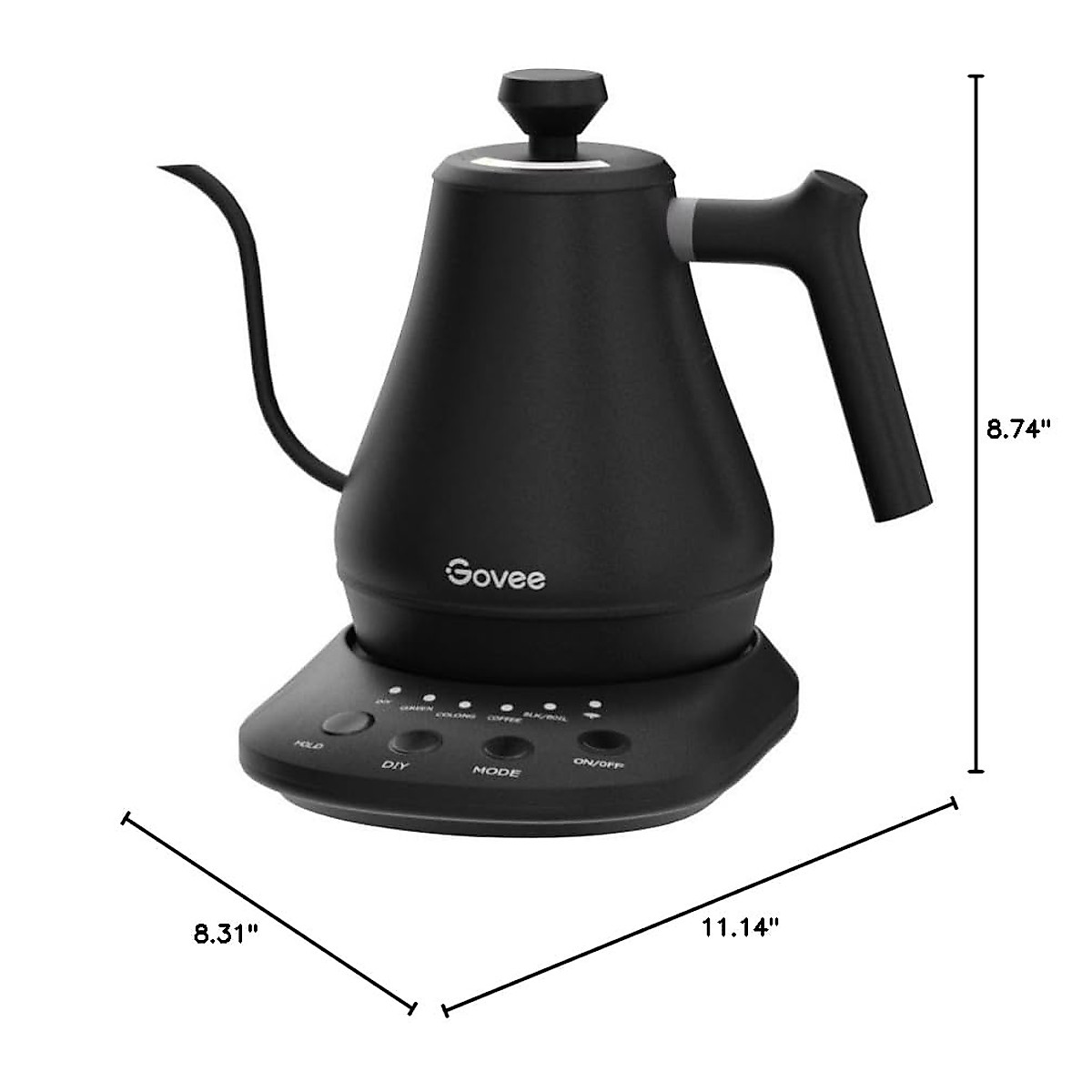 Govee Smart Electric Kettle, WiFi Variable Temperature Control Gooseneck Kettle, Pour Over Kettle and Tea Kettle, Alexa Control, 1200W Quick Heating, 100% Stainless Steel, 0.8L, Matte Black