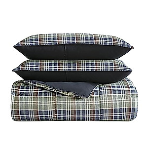 Eddie Bauer Comforter Set Reversible Plaid Alt Down Bedding with Matching Shams, Home Decor for Colder Months, Queen, Rugged Navy