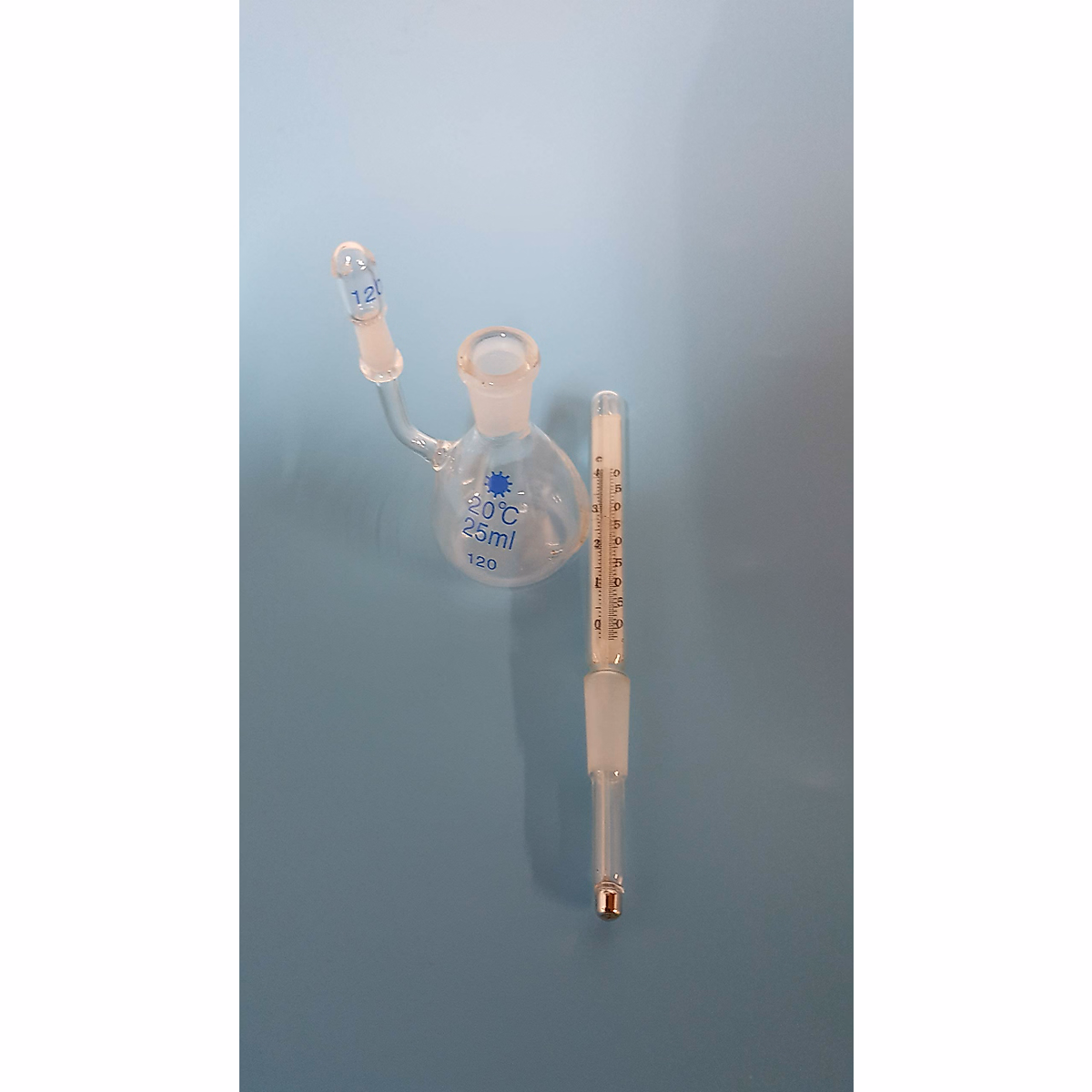 beyondsupply-Lab Glass Specific Gravity Bottle Pycnometer 25ml Thermometer New