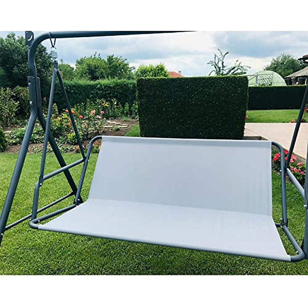 Swing Cover Chair Bench Replacement Cover, 2/3 Seat 600D Thickened Oxford Waterproof Swing Seat Cover for Outdoor Patio Garden Swing Chair, Grey, 45.2 x 18.9 x 18.9 Inch