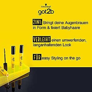 got2b glue 4 brows & edges, 2in1 brow gel & hair mascara, with practical, two-sided eyebrow brush for styling and fixing baby hair, vegan formula, 16 ml