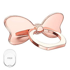 Pelc Cell Phone Ring Holder Stand,Finger Ring Stand Butterfly Metal Ring Grip for Magnetic Car Mount Compatible with All Smartphone- Rose Gold