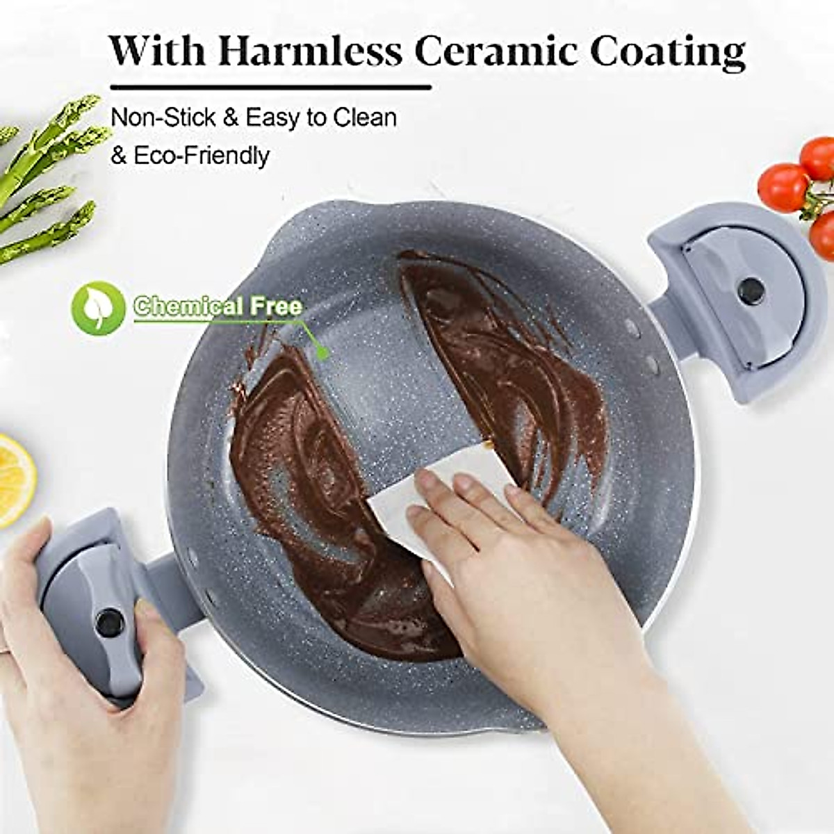 ROSSETTO Multipurpose Pasta Pot with Strainer Lid, 5 Quart Aluminum Stock Pot Spaghetti Pot, Ceramic Coating, PFOA free, Tempered Glass Lid and Twist-Lock Handle Dishwasher Safe, Blue