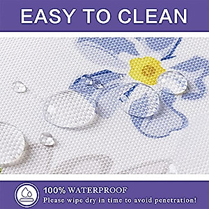 UMINEUX Outdoor Tablecloth with Umbrella Hole and Zipper, Spring/Summer Waterproof Table Cover for Picnic/BBQ/Garden(60" Round,Daisy)