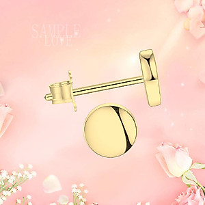 18K Gold Plated Sterling Silver Dot Stud Earrings 3mm-10mm Options, Flat Round Disc Studs Hypoallergenic Jewelry (5mm)