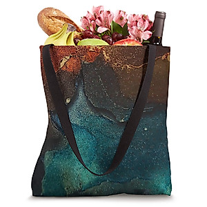 Orange & Deep Teal Modern Art Alcohol Ink Distressed Pattern Tote Bag