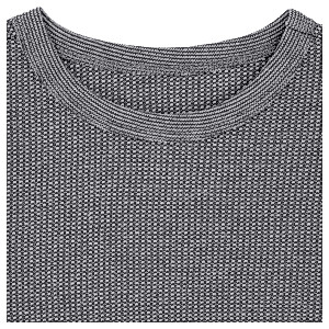 Fruit of the Loom Boys' Premium 2-Pack Thermal Waffle Crew Top, Black/Heather Greystone, 14-16